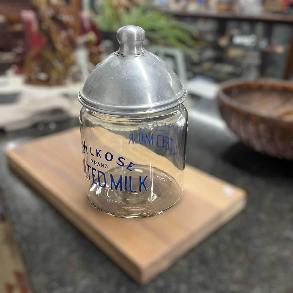 Antique "Milkose Brand Malted Milk" Glass Jar With Aluminum Lid ...